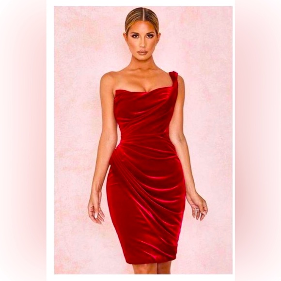 House of CB | Dresses | House Of Cb Red Velvet Cocktail Dress | Poshmark